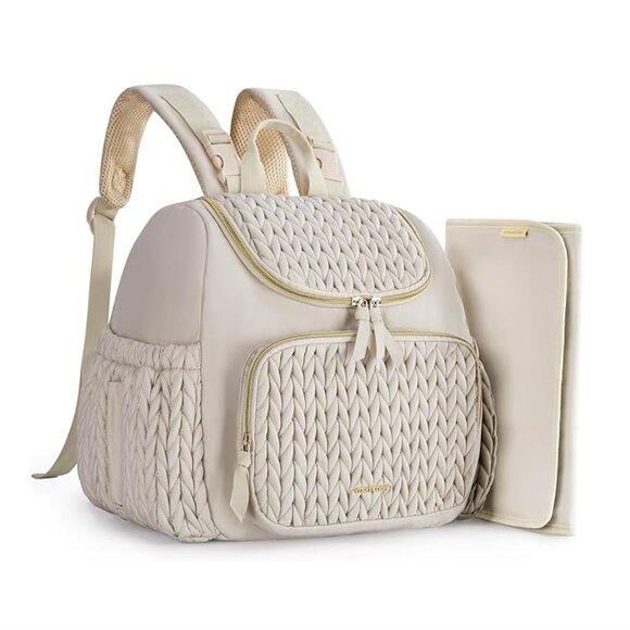 Bags | Stylish Quilted Compact Diaper Bag Backpack In Cream Nwt | Poshmark